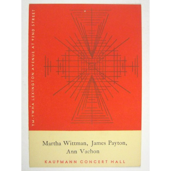 Other | Martha Wittman James Payton Ann Vachon Program Kaufman Concert ...